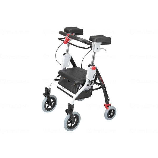 【カラー】ブラック【サイズ】幅55×奥行60×高さ75〜100cm（7段階）　座面：幅37×奥行27cm　座面までの高さ：47cm　タイヤ：前輪20cm　後輪15cm【重量】約8.5kg【最大使用者体重】100kg【バッグ容量】10L【材質...