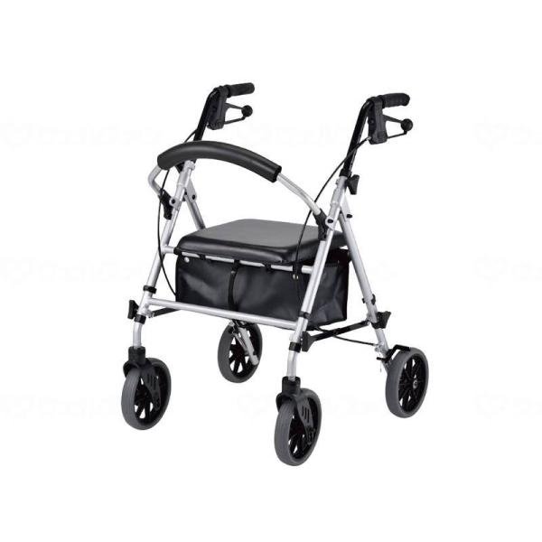 【カラー】シルバー【サイズ】幅61.2×奥行70.5×高さ76〜97cm（7段階）　グリップ内幅：44.5cm　座面：幅34.5×奥行33.5cm　座面までの高さ：52.5・59.5cm（2段階）　タイヤ：前輪20cm　後輪20cm【重量】...