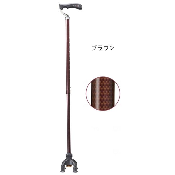 【カラー】ブラウン【サイズ】全長：約65.0〜93.0cm（2.5cm間隔/12段階調節）、脚部：9.6×9.6cm【対応身長目安】約126〜182cm【重量】470g【材質】グリップ：TPR、本体支柱：アルミニウム【メーカー品番】TW-0...