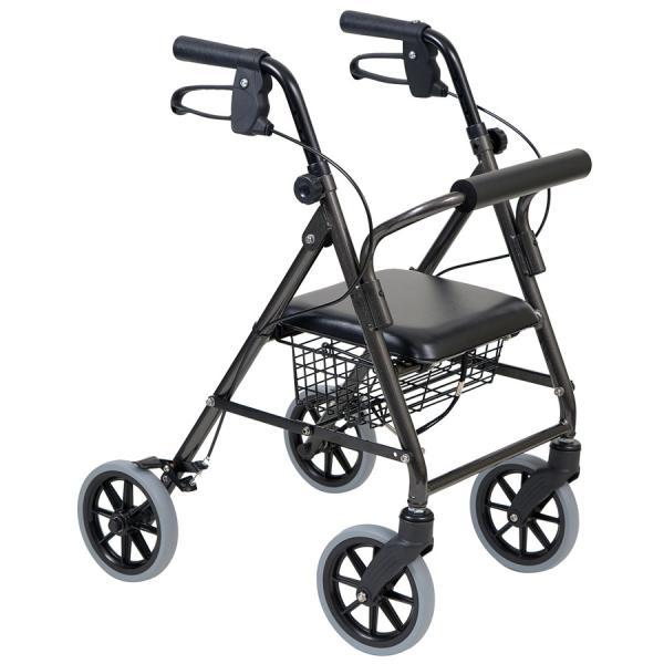 【サイズ】幅53.5×奥行59.5×高さ70〜84cm（7段階調節）　座面サイズ：28×28cm　座面までの高さ：43cm　折りたたみ時の奥行：39.5cm　車輪サイズ：直径18cm【重量】6.7kg【材質】本体フレーム：アルミニウム　座面...