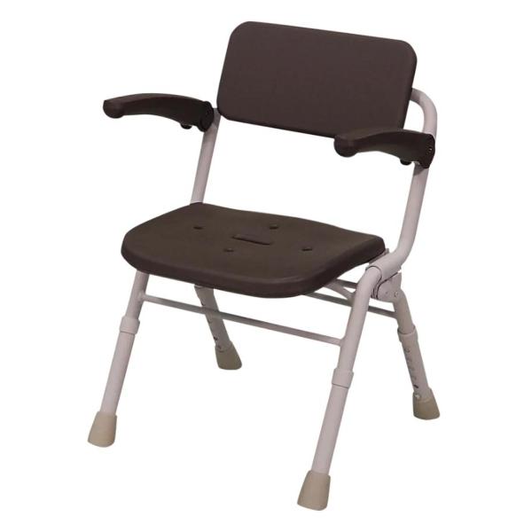 【カラー】モカブラウン【サイズ】幅45.5×奥行43〜53×高さ64.5〜74.5cm　折りたたみ時：幅45.5×奥行13×高さ83.5〜94.5cm　座面サイズ：幅36.5×奥行30.5cm　ひじかけ内寸：37.5cm　座面までの高さ：3...