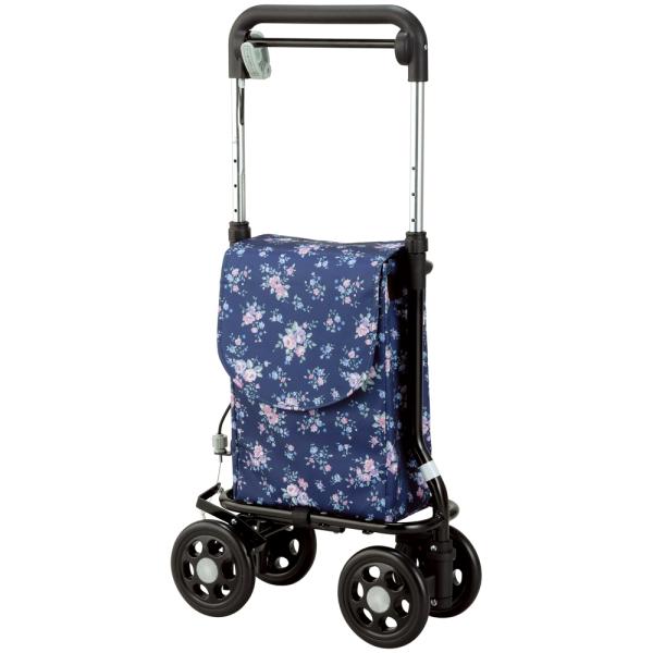 【カラー】紺花柄【サイズ】幅21×奥行41×高さ75〜85.5cm　袋：幅14×奥行24×高さ36cm　積載量10kg　買い物袋：幅13×奥行23×高さ35cm　前輪：5.7インチ　後輪：5.7インチ【材質】フレーム：アルミ　袋：ポリエステ...
