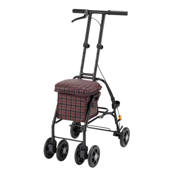 【サイズ】使用時：幅40×奥行54×高さ78〜92cm（4段階調節）　折りたたみ時：幅40×奥行30.5×高さ84.5cm　座面サイズ：幅26×奥行21cm　座面までの高さ：49cm　バッグ：幅19×奥行18×高さ16cm　バッグ積載量：2...