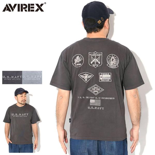 アビレックス Tシャツ 半袖 AVIREX メンズ トップ ガン フェイド ウォッシュ EMB ( Top Gun Fade Wash EMB S/S Tee 7835134024 )古着の様なビンテージ感を醸し出すオーバーダイ加工(製品染...