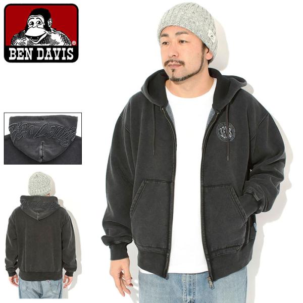 ベンデイビス パーカー ジップアップ BEN DAVIS メンズ ヘッド レタード フル ジップ フーディ ( C-26380007 Head Lettered Full Zip Hoodie 保温 裏起毛 )古着の様なビンテージ感を醸し出...