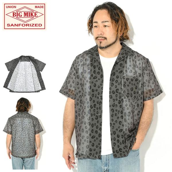 ビッグマイク シャツ 半袖 BIG MIKE メンズ メッシュ レオパード オープン スリット ( Mesh Leopard Open Slit S/S Shirt オープンカラーシャツ 102625551 )「BIG MIKE(ビッグマイ...