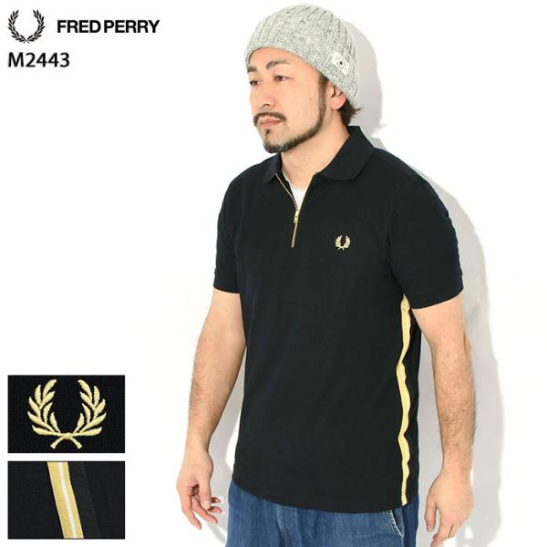 フレッドペリー ポロシャツ 半袖 FRED PERRY メンズ ストライプ テープ ( M2443 Stripe Tape S/S Polo Shirt ハーフジップ 鹿の子 ピケ ポロ トップス )FRED PERRY(フレッドペリー)2...