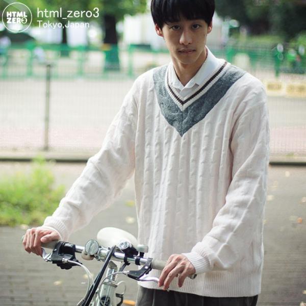 エイチティエムエル ゼロスリー セーター HTML ZERO3 メンズ スチューデント チルデン ニット(Student Chiruden Knit Sweater HTML-CT232)HTML ZERO3(エイチティエムエル ゼロスリー...
