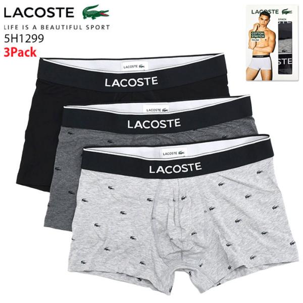 ラコステ ボクサーパンツ LACOSTE メンズ 3パック 5H1299 ストレッチ コットン トランク ショーツ ( 3Pack 5H1299 Stretch Cotton Trunk Short 5H1299-10 )ラコステ(LACO...