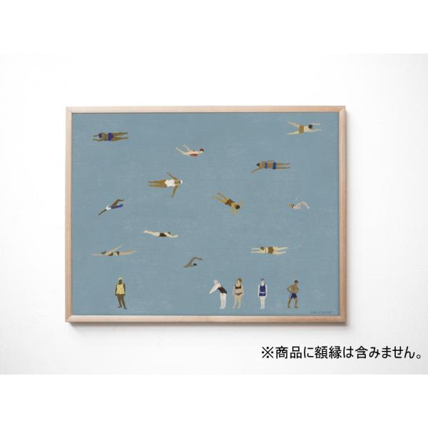 北欧ブランド、ファインリトルデイ（FILE LITTLE DAY）社のアートポスターです。「どんな天気でも、私たちは飛び込みたい。」と、男子も女子も、いろんな水着を着た人々が気持ちよさそうに泳いでいます。夏が短い北欧の人たちにとって待ち遠し...