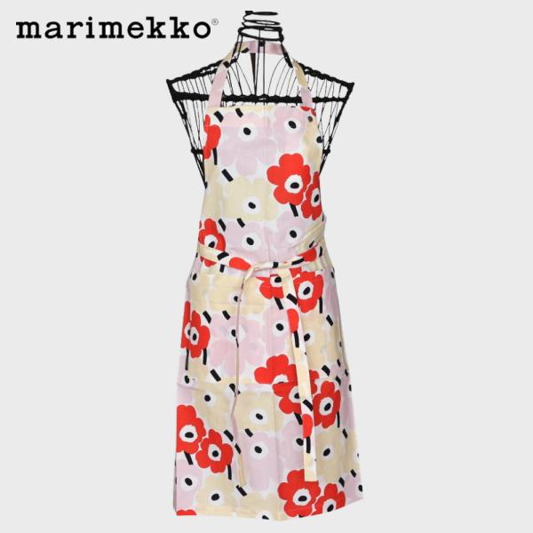 北欧ブランドmarimekkoを代表するテキスタイル「UNIKKO（ウニッコ）」を全面に配したエプロン。やさしいライトピンク×ライトイエローの配色が、キッチンや日常の時間を明るく彩ります。前面には便利な大きめポケット付きで、スマートフォンや...