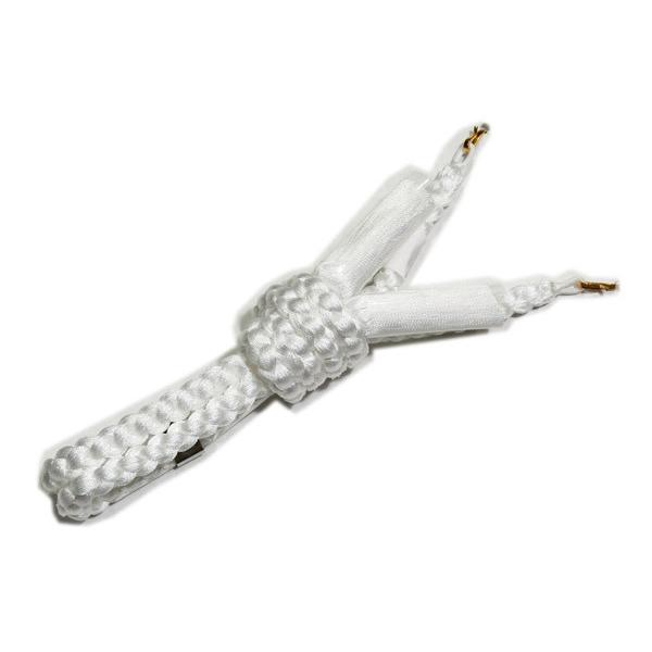 男性用正装用羽織紐　白丸紐　化繊　紋付定番羽織紐　フォーマル用　メンズ和装小物男物正装着物の定番の白色羽織丸紐、フォーマル紋付の羽織用、四重結びで最上格の羽織ひも黒・色紋付羽織袴姿に、化繊で安く変色しませんビニールカバーを外しますと、丸く広...