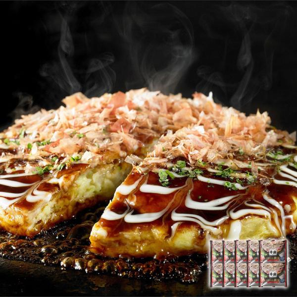 大阪千日前の「千房」からお好み焼、本場の味を楽しめます。箱サイズ(cm)：33×21×19cm現品・内容・サイズ・材質：お好み焼豚玉220g・ソース25g・ホワイトソース（マヨネーズ風味）10g・かつお節1g・あおさ0.2g×各10製造生産...
