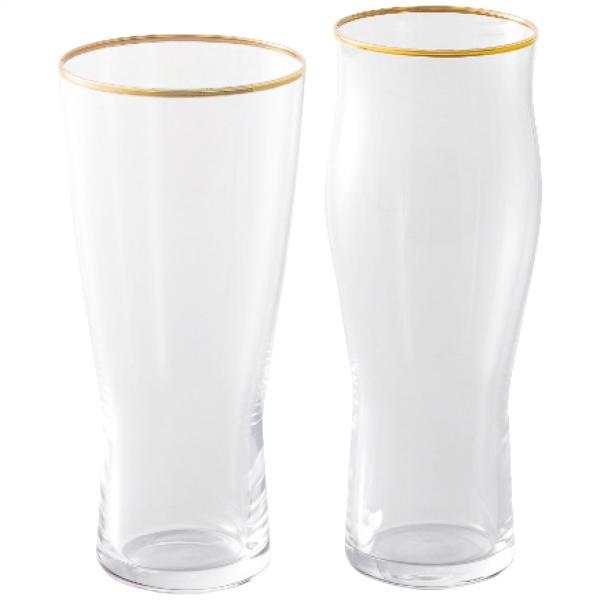 ビールの種類によって使い分けができる2種類の形状のビアグラス。箱サイズ：15.7×8.3×18.8cm現品サイズ・内容：直径7.7cm高さ16.3cm容量約410ml喉ごしビアグラス・直径6.4cm高さ17.3cm容量約390mlくちあたり...