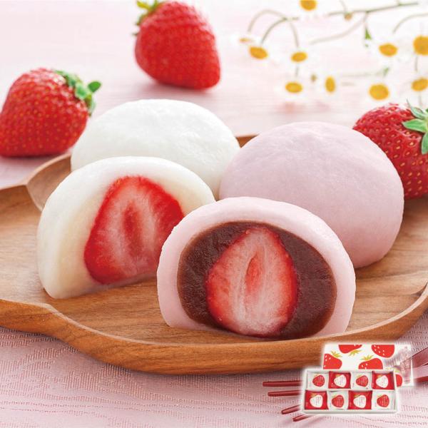福岡の苺農家さんが愛情たっぷりに育てたMサイズの博多あまおうを、まるごと1玉使用した紅白2種類の苺大福。一口頬張ると、あまおうの酸味と、あんこの上品な甘みがお口の中に広がります。半解凍で美味しくお召し上がりいただけます。フルーツ大福で有名な...