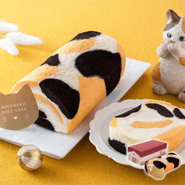 京の町家の軒先で、のんびりくつろぐ三毛猫をイメージしたふんわりロールケーキ。猫好きな方に向けた、見て、食べて楽しめるスイーツギフトです。箱サイズ(cm)：17×26×11cm現品・内容・サイズ・材質：約350g×1本製造生産地：岐阜県（加工...