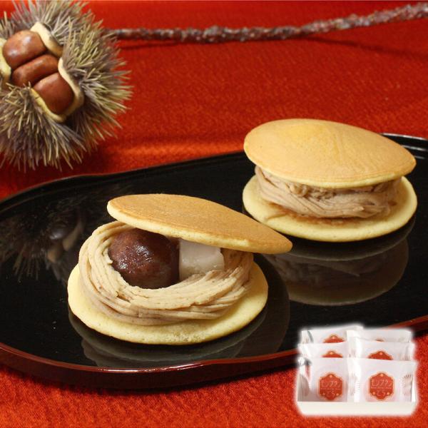 風味豊かでなめらかな口当たりの特製モンブラン餡に渋皮付き一粒栗と求肥餅をのせふんわり焼き上げたどら焼き生地で挟んだ創作スイーツです。箱サイズ(cm)：28×12×20cm現品・内容・サイズ・材質：モンブランどら焼き6個製造生産地：兵庫県賞味...