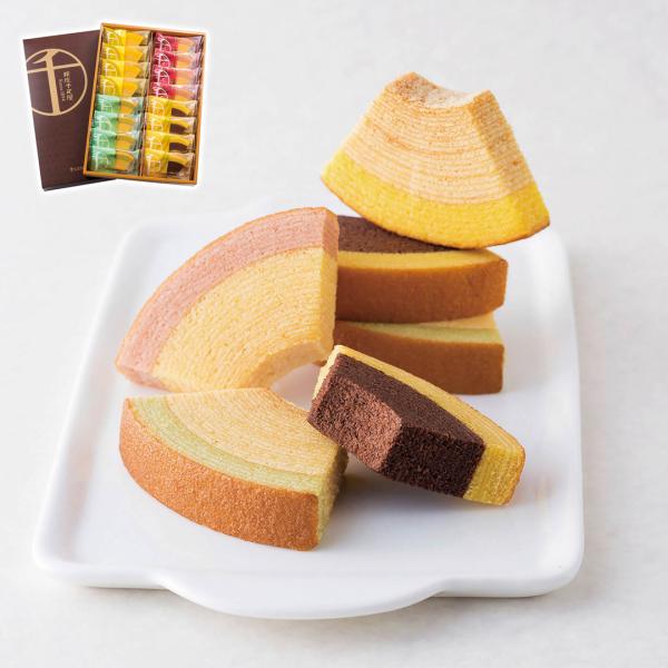 果汁を混ぜ込みしっとり仕上げた、彩も美しい2層の銀座千疋屋バウムクーヘンです。内容量：イチゴ&amp;ミルク、レモン&amp;はちみつ、メロン&amp;ミルク、バナナ&amp;チョコ各4個／計16個製造生産地：[加工地]三重県賞味期間：常温...