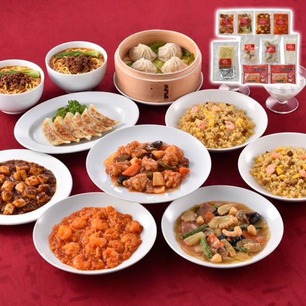 中華料理の名店「赤坂四川飯店」が監修した本格中華料理をお届けします。どれもこだわりの味に仕上げています。内容量：餃子120g(6個入)×1、本格四川麻婆豆腐150g×1、乾焼蝦仁（エビチリソース）150g×1、本格八宝菜150g×1、酢豚1...