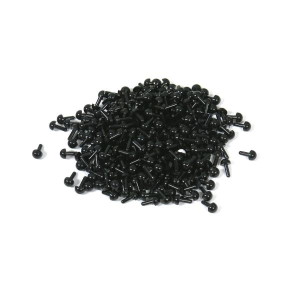 ぬいぐるみや人形用の目玉ボンドなどを利用して人形に刺します。■1000個入り・サイズ(約)：全長10mm 目玉直径 5.5mm・挿入部サイズ(約)：長さ7mm  直径2mm■メール便をご希望の場合商品をお客様の郵便ポストに投函するサービスで...