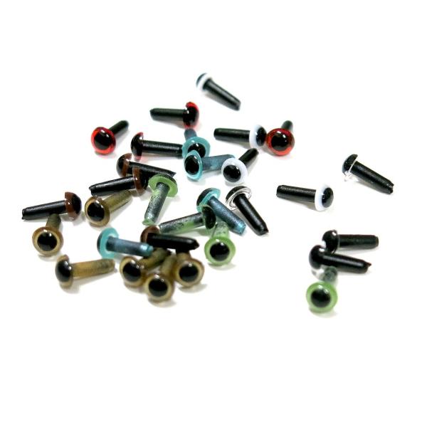 ぬいぐるみや人形用の目玉ボンドなどを利用して人形に刺します。■7色アソート■30個入り・サイズ：全長 約9mm 目玉直径 約4.5mm・挿入部サイズ：長さ約7mm  直径約2mm★メール便についてお客様の郵便ポストに投函するサービスです。商...