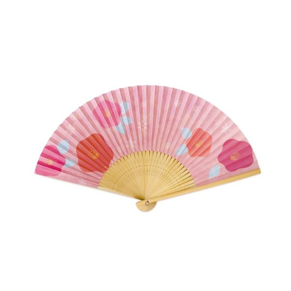 親しみやすい花柄を水彩画のような優しい表現と和の色合いでデザインされた扇子。情景の浮かぶようなネーミングは暑い夏に涼風を感じられます。ギフトや海外の方へのお土産におすすめです。・雪椿（ゆきつばき）冬の雪と戯れるかわいい椿の花。ひらりと舞う雪...