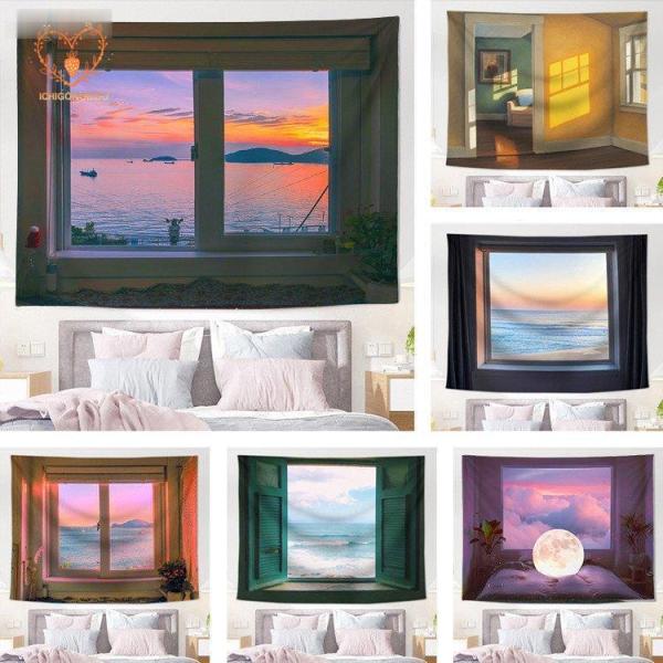 タペストリー 背景布 目隠し 壁掛け 掛け物 壁吊り 寝室 生放送 撮影背景布 大判 インテリア 窓枠 飾り付け素材：ポリエステル★中国製※ご利用のモニターにより、環境や光の加減によって、若干色が異なる場合がございます。予めご了承くださいま...