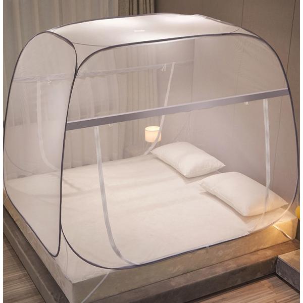 【商品説明】【全保護型】密度が高いメッシュ、底部は虫刺され防止の布がつきますので、睡眠の時、蚊帳の端に触れても大丈夫です。蚊帳を使えば窓を開けておいても虫さされの心配がないので、エアコンの風が苦手な方にもオススメです。【ワンタッチ式】テント...