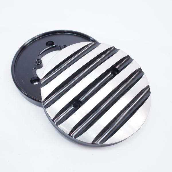 "メーカー記載情報イージーライダース製、定価24200(税込)　品番BSL022BBOSSLEY 4inフィンエアクリーナーKIT　ポリッシュフィンベース:アルミ製黒アルマイト/カバー:ポリッシュ仕上サイズ:直径106mm厚み69mmCVキ...