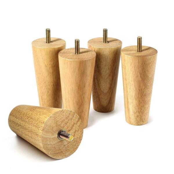 4本セット ソファ 脚 6cm 家具脚 木製、テーブル 脚 木 6から70 Cm高さ 無垢材 M6 M8 M10 規格 ボルト付き、ソファー ベッド キャビネット足の交換用　
