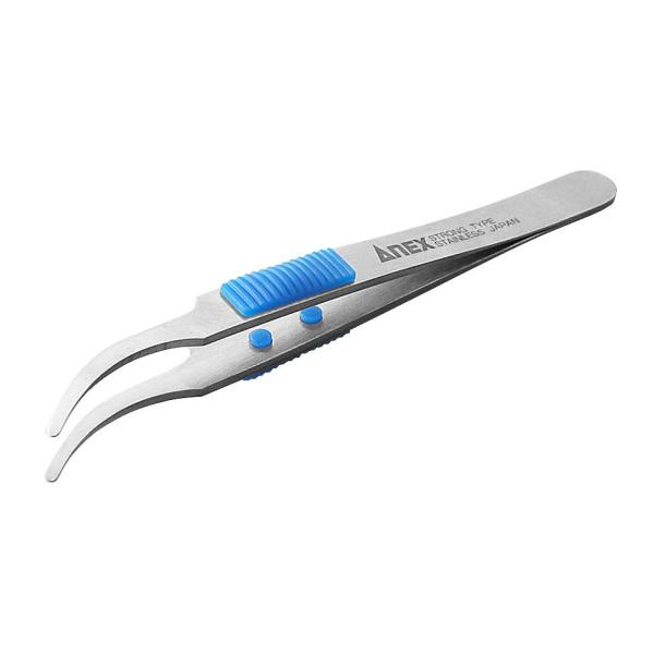 兼子製作所 ANEX 217 ラバーグリップ付ステンレス(SUS410)ピンセット先丸鷲型120mm