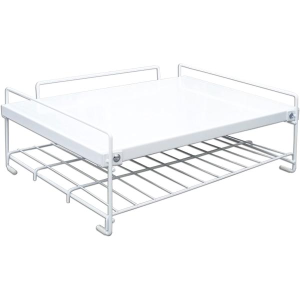 【商品仕様】商品名 レンジ上収納棚商品サイズ 幅 42.5cm × 奥行 31.5cm × 高さ 15cm網棚：幅 約38.5cm × 奥行 約30cm本体重量 1.7kg参考耐荷重 10kg材質・天板・網棚・フレーム：鉄・エポキシ樹脂粉体...