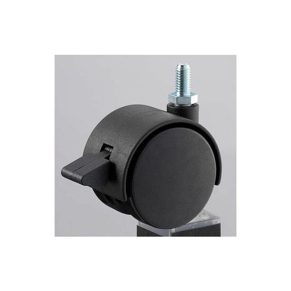 仕様・規格 ボルト式許容荷重(kgf)：40車輪径D(mm)：50車輪幅(mm)：45取付高H(mm)：61軸長L(mm)：15ねじT：M8ねじピッチ(mm)：1.25色：黒材質 ナイロンスチール質量 94ｇ