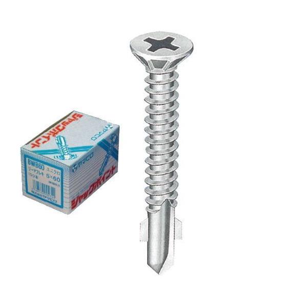 (小箱) ヤマヒロ ジャックポイントBWB60 5.0x60 リーマフレキ（150本）建築板金外壁、屋根工事などで軽量型鋼(C型鋼)厚さ１.6ミリ以上の下地材に金具、木材等を下穴なしで取り付ける際に使用します。別称 〈テックスビス　ドリルビ...