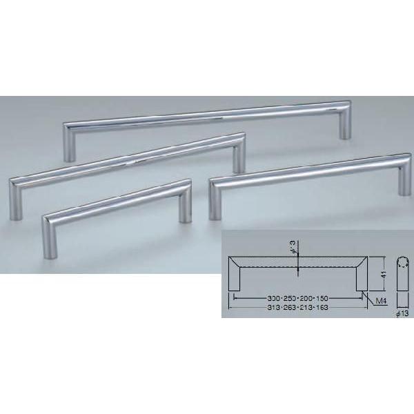 シロクマ　白熊印　HL-16　ステンクールハンドル　引き出し、家具用取手　取っ手　150mmビスピッチ　鏡面磨きハンドル、ツマミの取り付け方について基本的には板の裏側からビス止めして頂く形となります。通常付属のビスサイズは画像に記載しており...