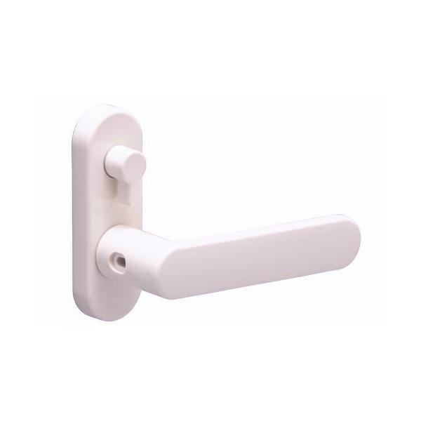 通常在庫品。久力製作所 浴室用レバーハンドル（取替用）LU32-BP4-2S-WH バックセット32mm ドア厚30mmBP4型は横からビス固定です。合成樹脂製。