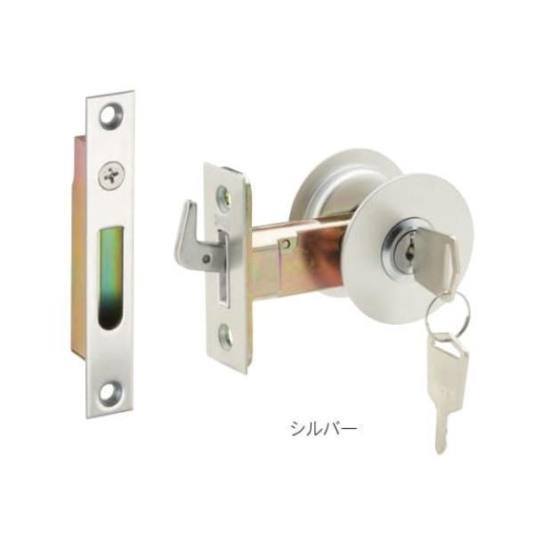 材質：錠-SUS304+スチールストライク-SUS304+鋼板丸座-アルミ+亜鉛ダイカスト前後調節受座付後付大型サムターン付適応扉厚：30〜40ｍm