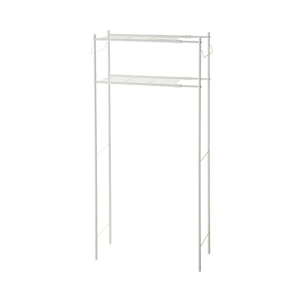 商品紹介・インテリアに馴染むマットな質感の洗濯機ラックです。・両側に便利なタオル掛け付き。タオル掛けは取り外しできます。・2段の棚で収納力アップ！空間を有効活用できます。・下段の棚は高さが選べて機能的。・横幅は伸縮自在。スリムなパイプホルダ...