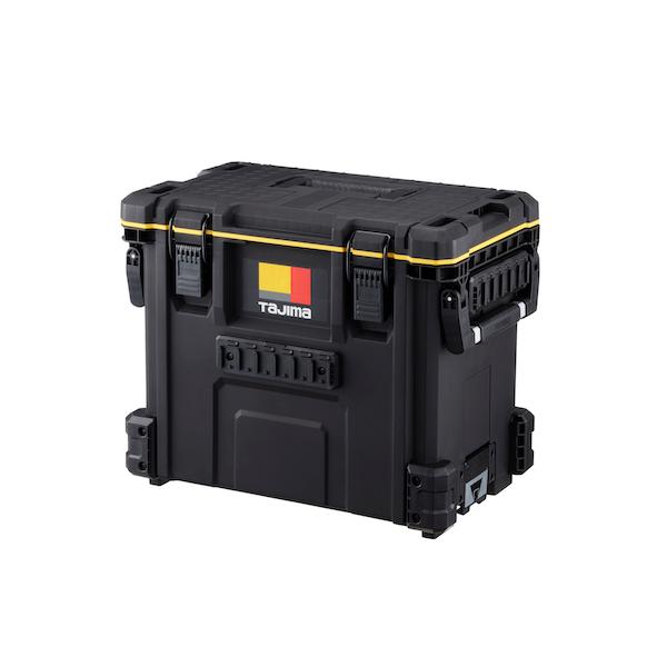 【用途】工具収納用【特徴】内側・外側にセフホルダー（54個）機能を搭載したツールボックス 重ねて置くだけでしっかり連結する荷崩れ防止仕様 最大積載量50kg、耐荷重100kg 片手持ち、両手持ちが可能な2wayハンドル IP65準拠の防塵・...