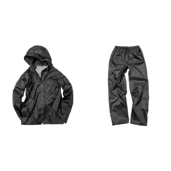 マック MAKKU いぶし銀2 レインスーツ 上下セット AS-4100-BLK-LL ブラック サイズLL 　16520660310000mm耐水圧素材:ポリエステル100%(ポリ塩化ビニル引き)
