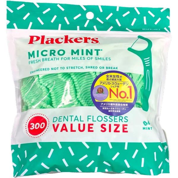 Plackers マイクロクリーンミント 300本入 バリューサイズブランド plackersデンタルフロスタイプ デンタルフロス商品の形状 フロス風味 ミント特徴 フレッシュブレス, リシール可能パッケージ, 伸びない, 破れない, 裂け...
