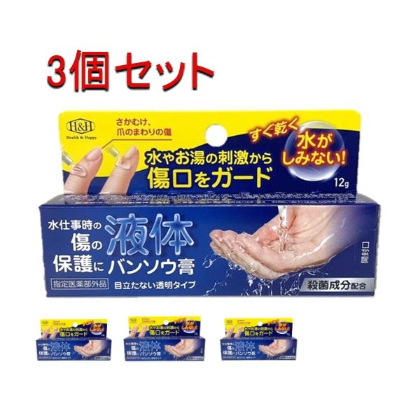 H&amp;H 液体絆創膏 12g ラップバン 水仕事 靴ずれ アウトドアレジャーに 傷口をガード 3個セット3個セット【製品の概要】液体絆創膏は、医療用や家庭用として広く使用されており、日常生活の中で発生する軽微な切り傷やすり傷に対して適...