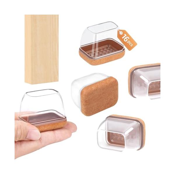 クリア/X-Large-長方形/-・Size:X-Large-長方形Color:クリア・フェルト椅子脚カバーパッケージ内容：16個セット。適応サイズ：長さ32mm~42mm、幅22mm~30mm。クリアの部分：シリコン。底部：フェルト。・新...