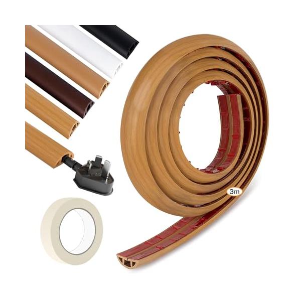 ケーブルカバー木目調/1M/-・Size:1MColor:木目調・配線コード隠しケーブルカバーRabieruフロアコードカバーはワイヤーを隠して保護し、乱雑で見た目が悪い問題や危険を起こす心配を解決します。整理したワイヤーは見た目がきれいに...