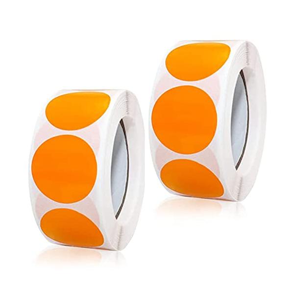 オレンジ/直径25mm/-・Color:オレンジ・商品仕様円形ステッカーシール 数量：500枚*2巻 合計1000枚 サイズ：直径25mm カラー: オレンジ・使いやすい1枚の紙タイプではなく1ロールにまとまっている丸型シールです。使いやす...