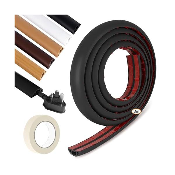 ケーブルカバーブラック/3M/-・Size:3MColor:ブラック・配線コード隠しケーブルカバーRabieruフロアコードカバーはワイヤーを隠して保護し、乱雑で見た目が悪い問題や危険を起こす心配を解決します。整理したワイヤーは見た目がきれ...