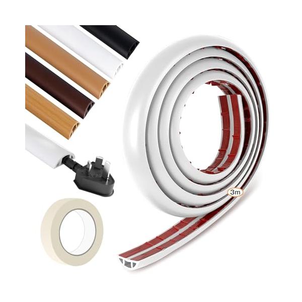 ケーブルカバーホワイト/3M/-・Size:3MColor:ホワイト・配線コード隠しケーブルカバーRabieruフロアコードカバーはワイヤーを隠して保護し、乱雑で見た目が悪い問題や危険を起こす心配を解決します。整理したワイヤーは見た目がきれ...