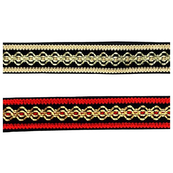 ●品質：綿100％　柄レーヨン80％・ラメ20％●サイズ：巾4cm　　長さ200cm●カラー：赤、黒