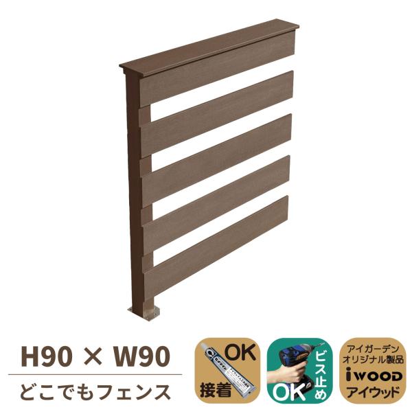 商品寸法(単位：約mm)：幅900×厚み145×高さ900柱部分：60mm角取付金具板：ステンレス材質：アイウッド人工木、アルミ、ステンレスセット総重量(約kg)：9梱包数：中型/1個口カラー：ダークブラウン商品のデザイン、仕様、価格は予告...