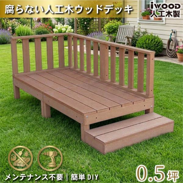 ※オリジナル人工木 iwood は、防腐も防虫も一切不要！10年経っても経年劣化によるパリパリ割れたり、表面がベタベタしたり、白く粉が浮き上がったりもありません！商品寸法(単位：約mm)：幅1800×奥行900×高さ740(デッキ部高さ28...